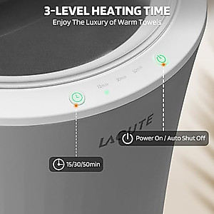 Lagute iSnug Towel Warmer for Bathroom, with 3-Level Timer, Warning Alarm RGB Light, Auto Shut-Off, 5.3 Gal Heating Bucket for Bathrobe, Blanket, Gray