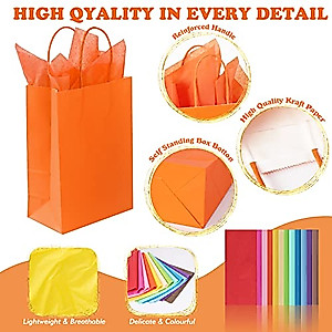 TOMNK 72 Pieces Small Gift Bags with 72 Tissue Paper 12 Colors Bulk Party Favor Bags with Handles, Rainbow Paper Bags Goodie Bags for Christmas Day, Wedding, Baby Shower, Birthday, Party and Gifts