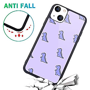 MAYCARI Compatible with iPhone 13 Mini Case Purple Cartoon Dinosaur for Girls Women, Hard Back Cute Animal Design Soft TPU Bumper Protective Phone Case for iPhone 13 Mini