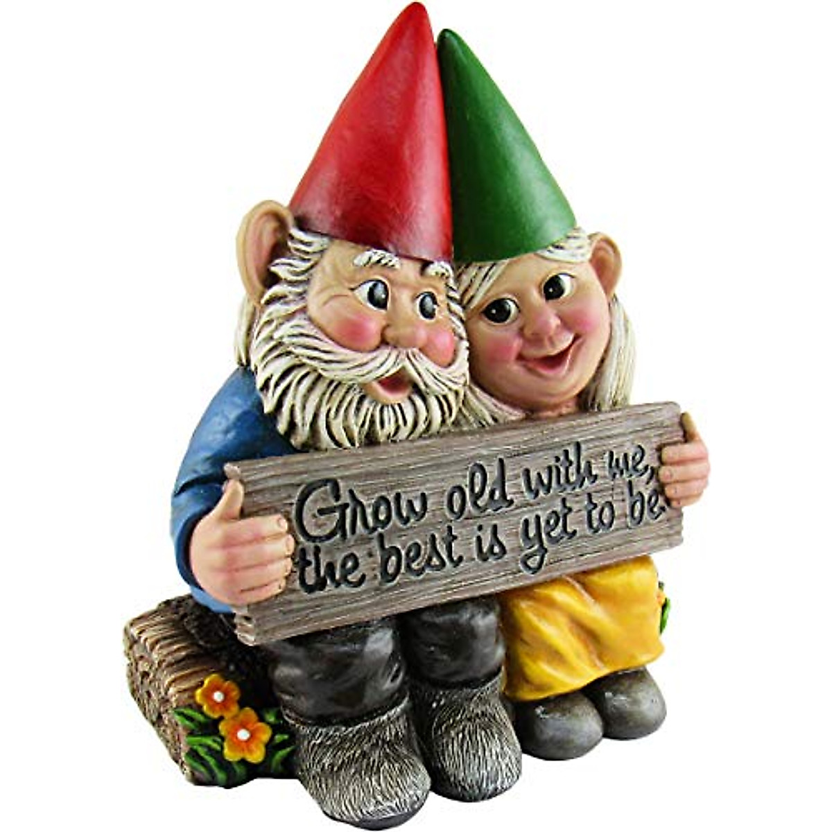 DWK - Growing Old Together - Garden Gnome Couple in Love Collectible Figurine Best Friends Lovers Romantic Statue Indoor Outdoor Garden Patio Home Décor, 5.75-inch