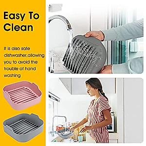Silicone Air Fryer Basket,8.1inch Air Fryer Silicone Liner Square, Heat Resistant Gloves,Silicone Brush, Food Safe Air Fryer Oven Accessories,Reusable Replacement of Flammable Parchment Liner Paper