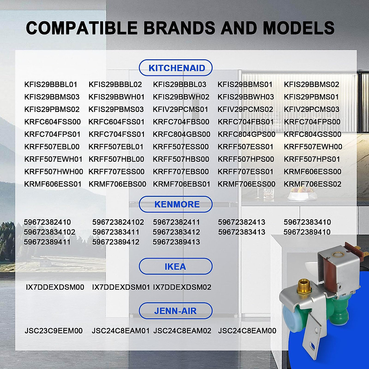 W10394076 W10865826 Refrigerator Water Inlet Valve Compatible with Whirlpool, Kitchen-Aid Refrigerator, Replacement for K-78282 W10726788 W10833705 W10872966 WPW10394076
