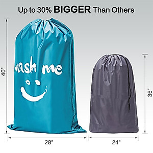 HOMEST 2 Pack XL Wash Me Travel Laundry Bag, Machine Washable Dirty Clothes Organizer, Large Enough to Hold 4 Loads of Laundry, Easy Fit a Laundry Hamper or Basket