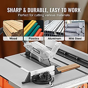 VEVOR Table Saw with Stand, 10-inch 15-Amp, 25-in Max Rip Capacity, Cutting Speed up to 5000RPM, 40T Blade, Portable Compact Jobsite Tablesaw w/Sliding Miter Gauge for Woodworking & Furniture Making