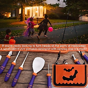 Unique Pumpkin Carving Kit Heavy Duty Stainless Steel Tools with Carrying Case (Total 21 Pieces) Pumpkin Carver Pumpkin Sculpting Set Halloween Party Decorating Gift for Adults (PURPLE)