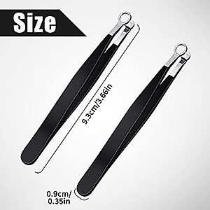 2 Pieces Nose Hair Tweezers Nose Hair Trimming Tweezers Stainless Steel Round Head Tweezers Eyebrow Clippers Trimmer Water Resistant for Men Women Sideburns, Brow, Body, Noses (Black)