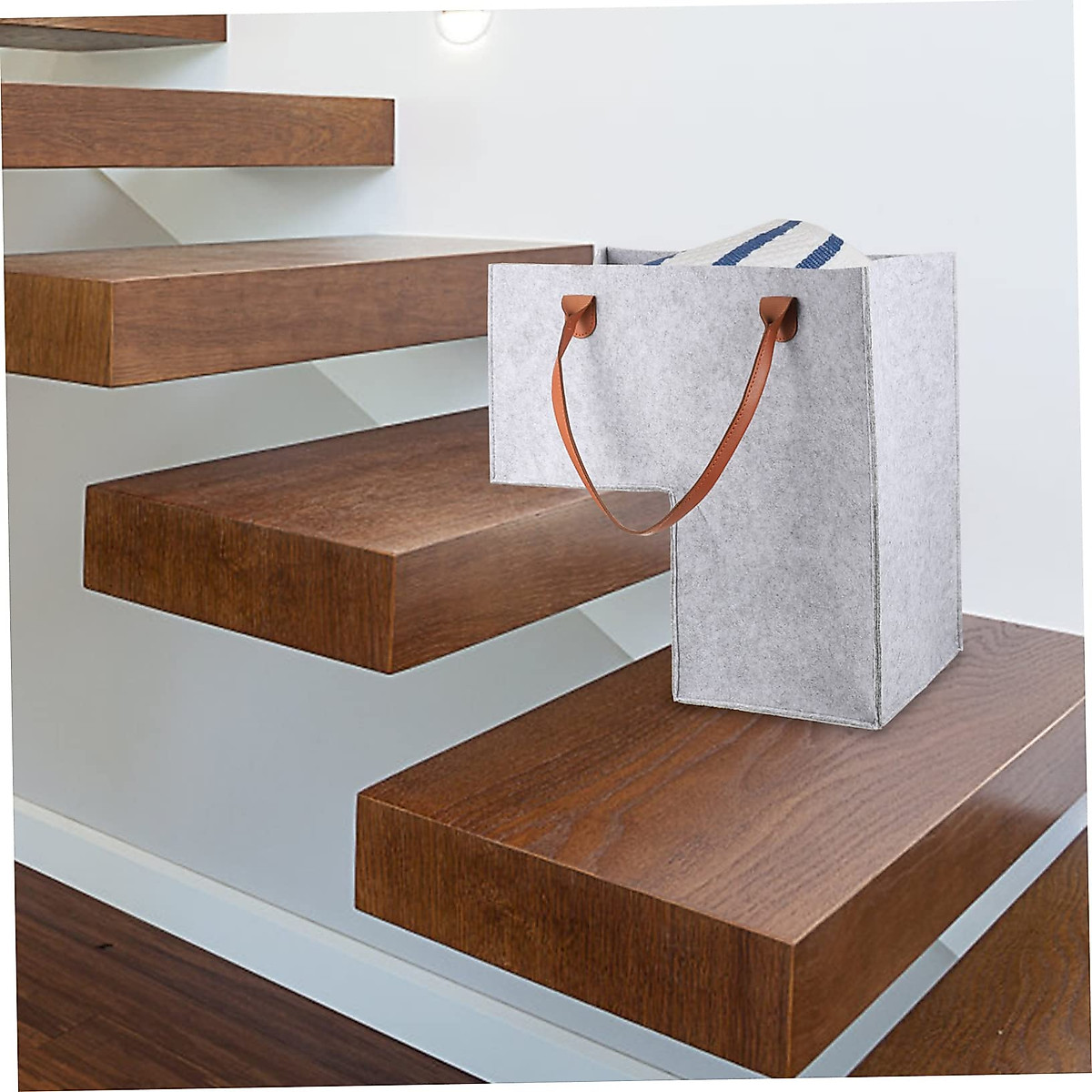 Staircase Basket Storage Bag Large Laundry Hamper Large Container Round Laundry Basket Felt Laundry Basket Stair Organizer Large Utility Tote Sundries Basket Clothes Organizer