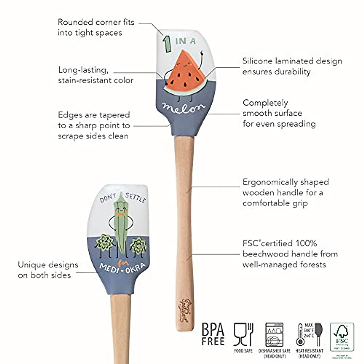 Tovolo 1 In A Melon/Medi-Okra Spatulart Spatula, Kitchen Utensil for Food and Meal Prep, Baking, Mixing, Turning, and More