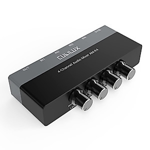 Cubilux AM-K4 6.35mm Audio Mixer [Ultra-Low Noise, HiFi AMP] 4-Channel Line-In 1/4” Mini AUX Mixer, Quarter Inch Small Stage Sub Mixer for Guitar Bass Keyboard Drum, Club Bar Studio