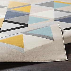 Mark&Day Area Rugs, 4x6 Domwier Modern Mustard Area Rug, Aqua Beige Black Carpet for Living Room, Bedroom or Kitchen (3'11" x 5'7")