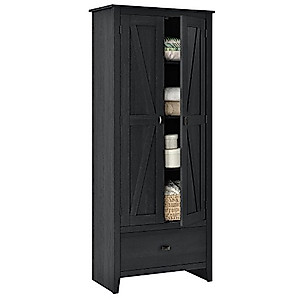 Ameriwood HOME SystemBuild Farmington 30 inch Wide Storage Cabinet, Black Oak