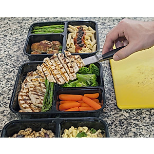 INEVIFIT Meal Prep 3 Compartment BPA FREE, Premium Food Storage Containers, Durable & Reusable, 36 oz. Stackable 7 Pack, Microwaveable & Dishwasher Safe Bento Lunch Box with Leak Resistant Technology