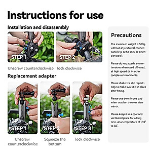 TELESIN Camera Clamp Handlebar Bike Mount 360° Double Ballhead Magic Arm with 1/4"-20 Thread for Motorcycle Monitor Canon Nikon DSLR/Gopro/LED Lights/Ronin-M/Ronin MX/Freefly MOVI