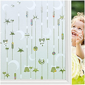 Viseeko Window Privacy Film: Decorative Window Film UV Blocking Removable Frosted Window Sticker Bell Pattern for Children Room 17.5 * 78.7 inches …