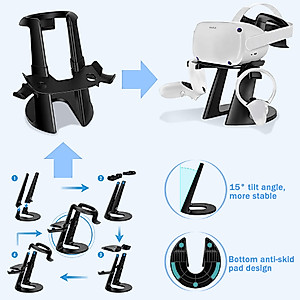 Piskyet Carrying Case with VR Stand, Compatible with Q2 Accessary, Travel Case for Q2/Q1/Elite Head Strap/Halo Strap/Oculus Go, Hard Case with Accessories Kits
