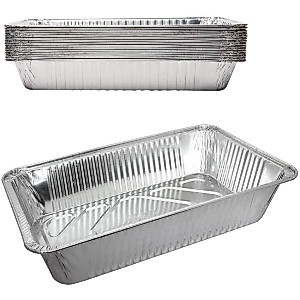Disposable Aluminum Foil Steam Roaster Pans, Full Size Deep, Heavy Duty Baking Roasting Broiling Catering 20 x 13 x 3 inches (15)