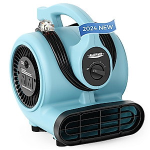ALORAIR (2024 New) 600 CFM Air Mover Blower Fan for Industrial, Workshop, and Home Use - 3 Speeds, 5 Adjustable Angles and Daisy Chain - Ideal for Water Damage Restoration and Plumbing - GF600A Blue