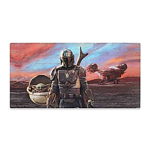 Open Road Brands Disney Star Wars Mandalorian Scene with Yoda Wood Wall Decor - Mandalorian Wall Art for Bedroom, Man Cave or Movie Room