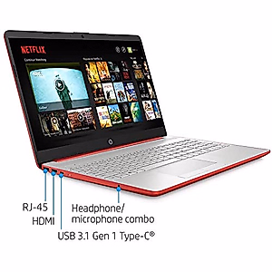 HP 2022 15.6" HD Laptop Computer Intel Dual-Core Pentium Gold 6405U 4GB RAM 128GB SSD Intel UHD Graphics HD Webcam Bluetooth RJ-45 USB-C HDMI Windows 10 Scarlet Red RE 32GB USB 3.0 Flash Drive