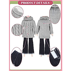 Bencailor 8 Pieces Doll Clothes 11.5 Inch Girl Doll Accessories Cotton Denim Pant Regular Outfit Energetic Doll Clothing Set (Stylish Style)