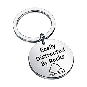 CENWA Geology Gift Geologist Jewelry Easily Distracted by Rocks Keychain Geology Professor Gift Geology Student Gift (Rocks Keychain)