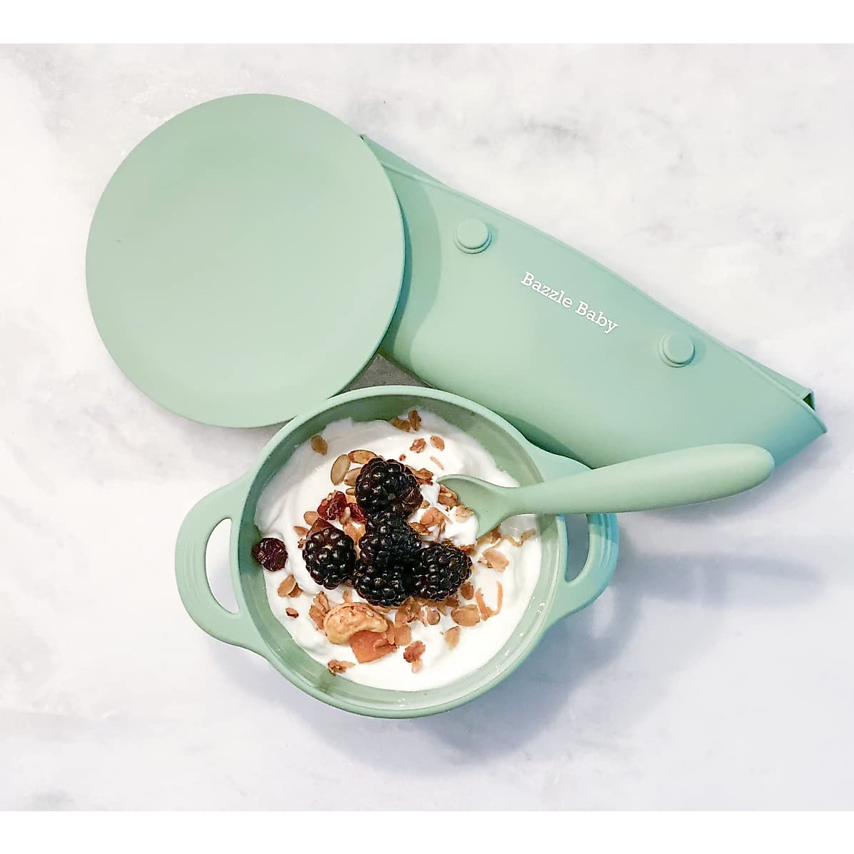 Bazzle Baby Silicone Suction Bowls with Suction Lid and Spoon 3-piece set BPA Free Silicone | Perfect for 4-36 Months