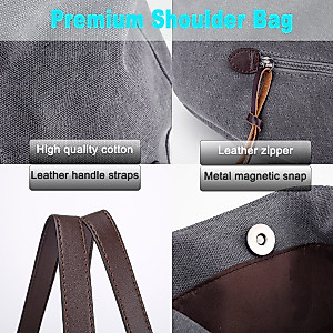 DOURR Women's Multi-pocket Shoulder Bag Fashion Cotton Canvas Handbag Tote Purse (Dark Blue - Medium Size)