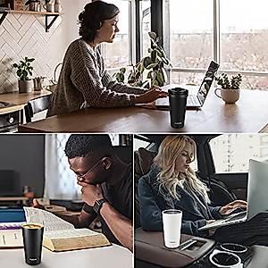 Funkrin Insulated Coffee Mug with Ceramic Coating, 16oz Iced Coffee Tumbler Cup with Flip Lid and Handle, Double Wall Vacuum Leak-Proof Thermos Mug for Travel Office School Party Camping