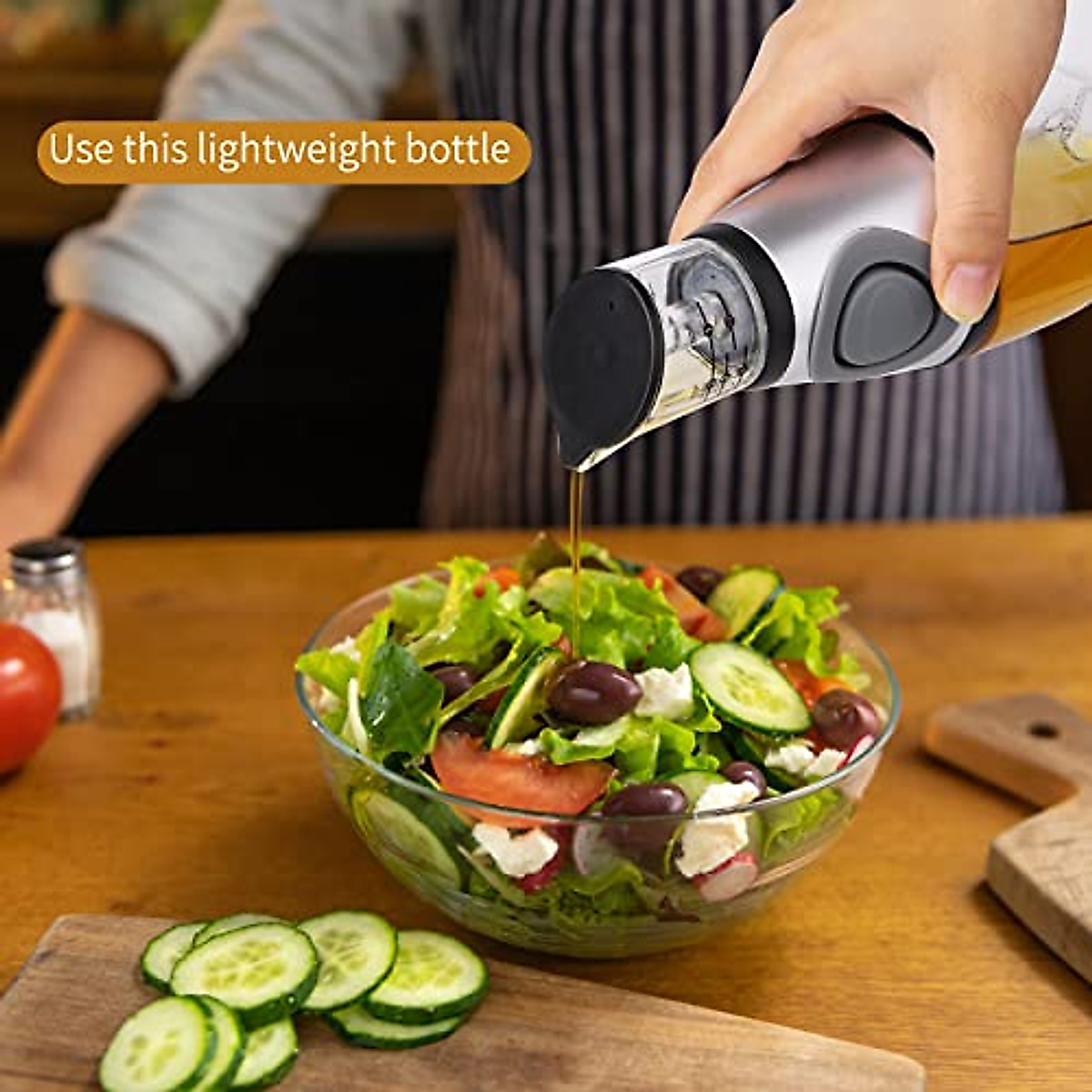 Golden Pearl Oil dispenser bottle for kitchen,Oil dispenser with Measurements,olive oil dispenser bottle,Oil and vinegar dispenser,Cruet salad dressing bottle for Kitchen（8.5 Oz）