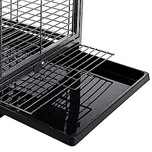 Yaheetech 25.5'' Wrought Iron Bird Travel Carrier Cage Parrot Cage with Handle Wooden Perch & Seed Guard for Small Parrots Canaries Budgies Parrotlets Lovebirds Conures Cockatiels