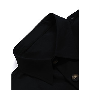 GORGLITTER Men's Plaid Button Down Shirt Long Sleeve Casual Shirt Jackets Black and Brown Medium