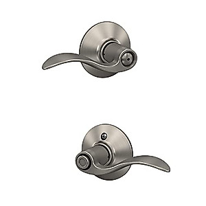 Schlage F40 ACC 619 Accent Door Lever, Bed & Bath Privacy Lock, Satin Nickel