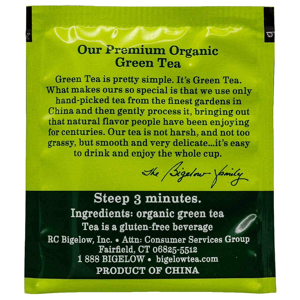 Bigelow Premium 100-Percent Organic Green Tea 176-Count Box