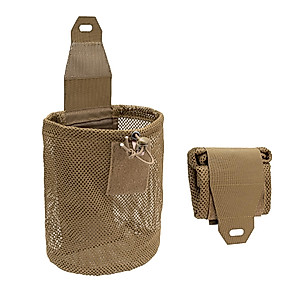 IDOGEAR Tactical Molle Dump Pouch Foldable Mag-Net Drawstring Recycle Pouch Recovery Tool Pack for Molle Belt Tactical Vest Backpack (Coyote Brown)