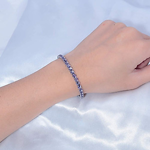 CiNily Adjustable Tennis Bracelets for Women Purple Cubic Zirconia Bracelet 14K White Gold Plated Hypoallergenic Slider Bracelet Jewelry Gift