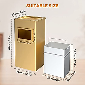 BEAMNOVA Trash Can Indoor Outdoor Black Stainless Steel Commercial Garbage Can Industrial Garbage Enclosure Inside Cabinet with Lid Waste Container, Gold Color, 31 * 25 * 61 cm / 12.2 * 9.8 * 24 in