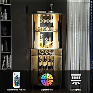 QNICE 71" LED Lights Industrial Bar (Dark Rustic Oak-1)