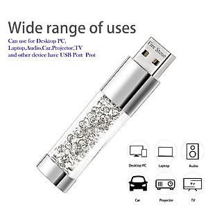 Lovely Diamond USB 2.0 Flash Drive Data Storage Memory Stick USB Stick Pendrive Gift (16GB, White)