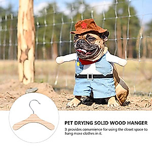 Balacoo 10pcs Wooden Pet Apparel Hangers Pet Clothes Hangers Pet Drying Rack Hangers Dog Clothing Hanging Rack Ultra Thin Space Saving Hook (14x14cm)