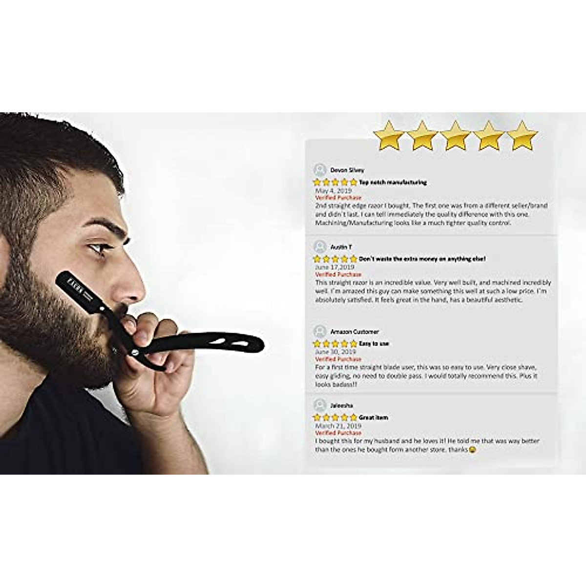 100 BLADES + Facón Professional Traditional Straight Edge Barber Razor - Salon Quality Cut Throat Shavette