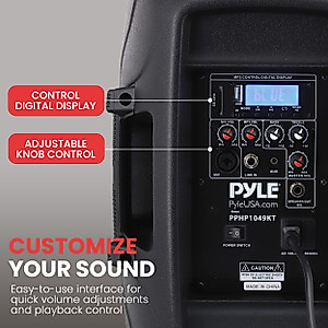 Pyle Wireless Portable PA Speaker System - 1000W High Powered Bluetooth Compatible Active + Passive Pair Outdoor Sound Speakers W/USB SD MP3 AUX - 35mm Mount, 2 Stand, Microphone, Remote