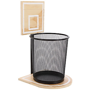 Houseables Basketball Trash Can, Basketball Hoop Trash Can, Basketball Garbage Can, 19”x10”, Brown, Wood, Basketball Hoop Basket, Basketball Net Trash Can, Basketball Wastebasket, Basketball Trashcan