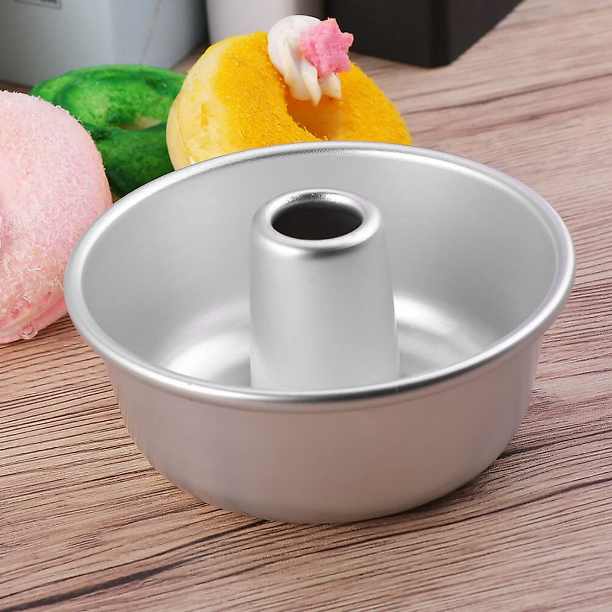 Yardwe Tube Pans for Baking Mini Angel Food Cake Pan, 4 inch Round Chiffon Cake Mold Aluminum Tube Pan Baking Cake Mould Donuts Molds