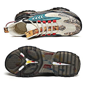 GSIGUL Mens Running Shoes Sports Athletic Fashion Sneakers Lightweight Breathable Mesh Tennis Walking Shoes Beige Size 8.5