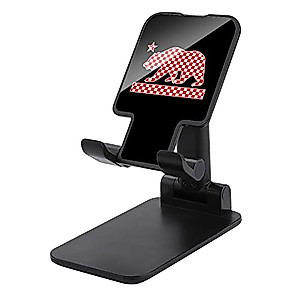 California Checker Bear Flag Foldable Desktop Cell Phone Holder Portable Adjustable Stand for Travel Desk Accessories