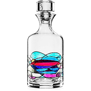 The Wine Savant Artisanal Hand Painted Glassware Gift for Mom, Wife, Friend - Artisanal Barcelona Hand Paint Whiskey & Wine Decanter Set, Renaissance Romantic Stain-glasses- Gift Multicolor