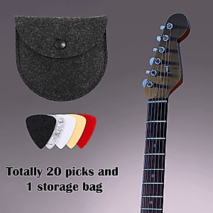 Maasechs 20 Pcs Ukulele Felt Picks Multicolored Felt Picks Accessories Cute Ukulele Picks Assorted Felt Thumb Picks with Holder Case for Guitar Bass Music Instruments (Classic)