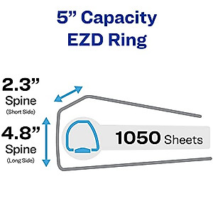 Avery® Heavy-Duty View 3 Ring Binder, 5" One Touch EZD® Rings, White, Pack Of 2 Binders