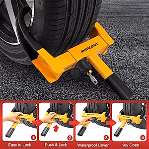 Wheel Lock Universal Trailer Wheel Lock Adjustable Security Tire Boot Lock Anti Theft for ATV RV SUV Car Golf Cart Boats Motorcycles Great Deterrent Bright Black-Yellow (3 Keys)