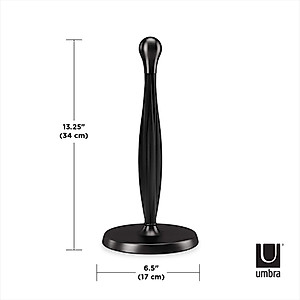 Umbra Tug One-Handed Tear Modern Paper Towel Holder, Black